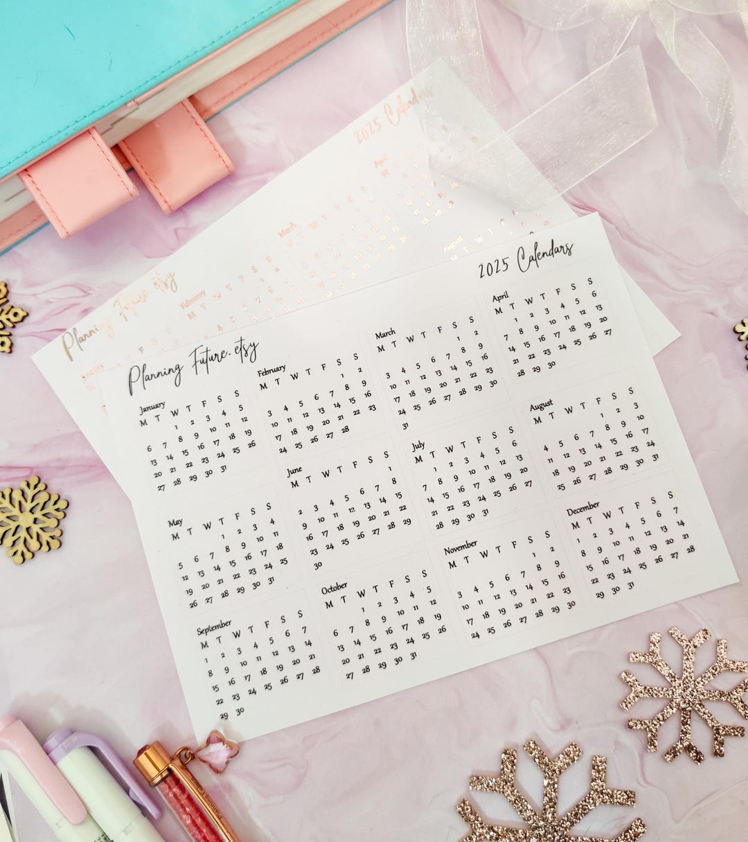 2025 Montly Calendar Stickers, Planner Stickers, Journaling Stickers ...