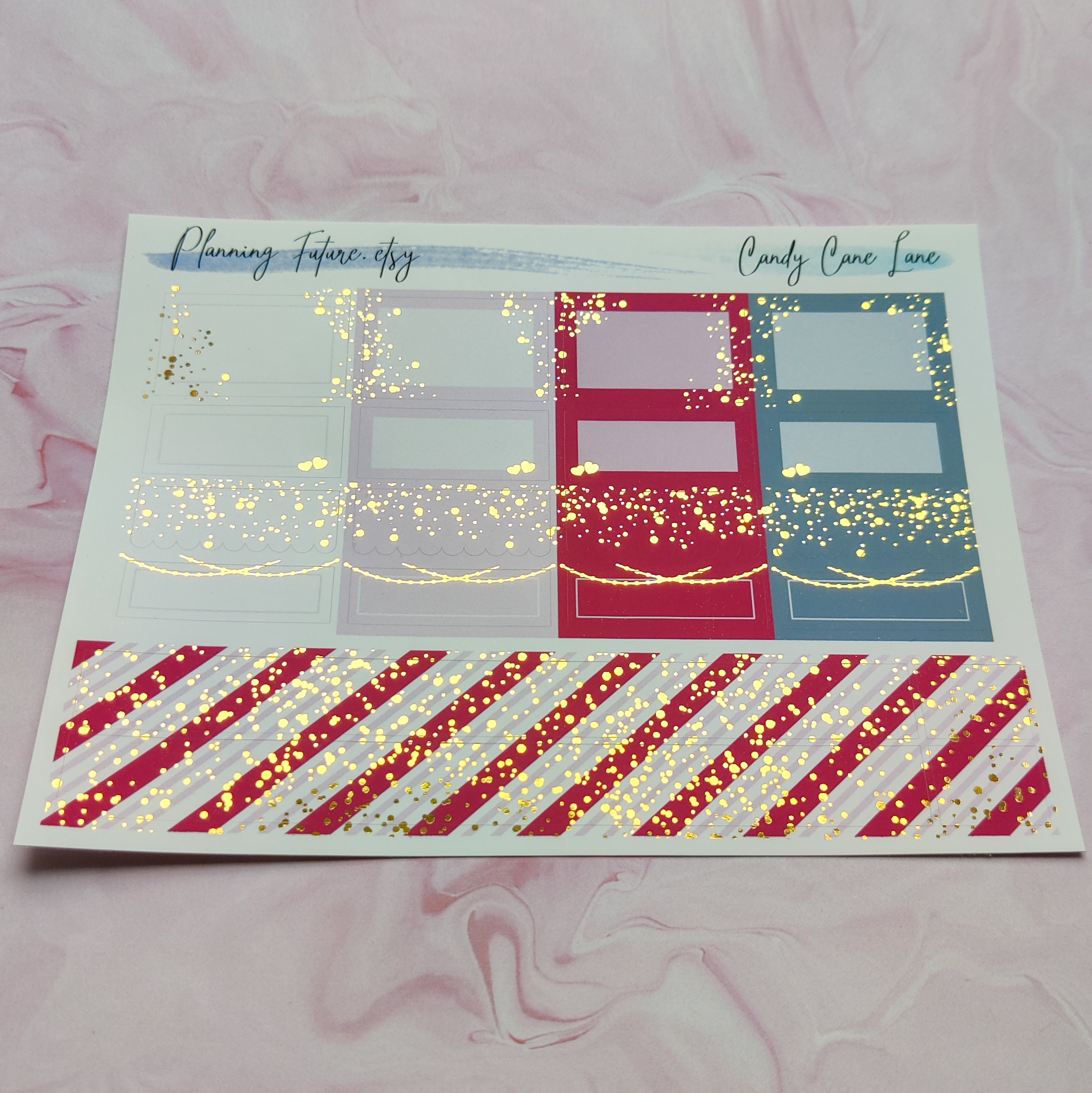 Candy Cane Lane Gold Foiled Sticker Kit Planner Stickers: Journal ...