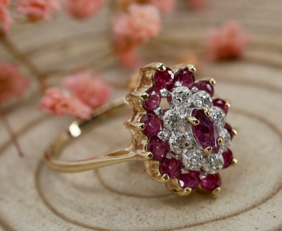 Pre-owned Ruby and Diamond Marquise Cluster Ring | 40… - Gem