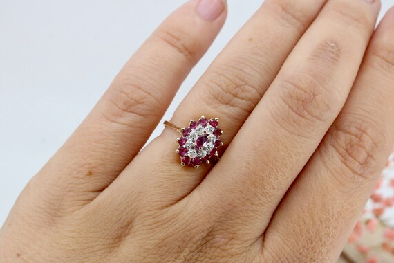 Pre-owned Ruby and Diamond Marquise Cluster Ring | 40… - Gem
