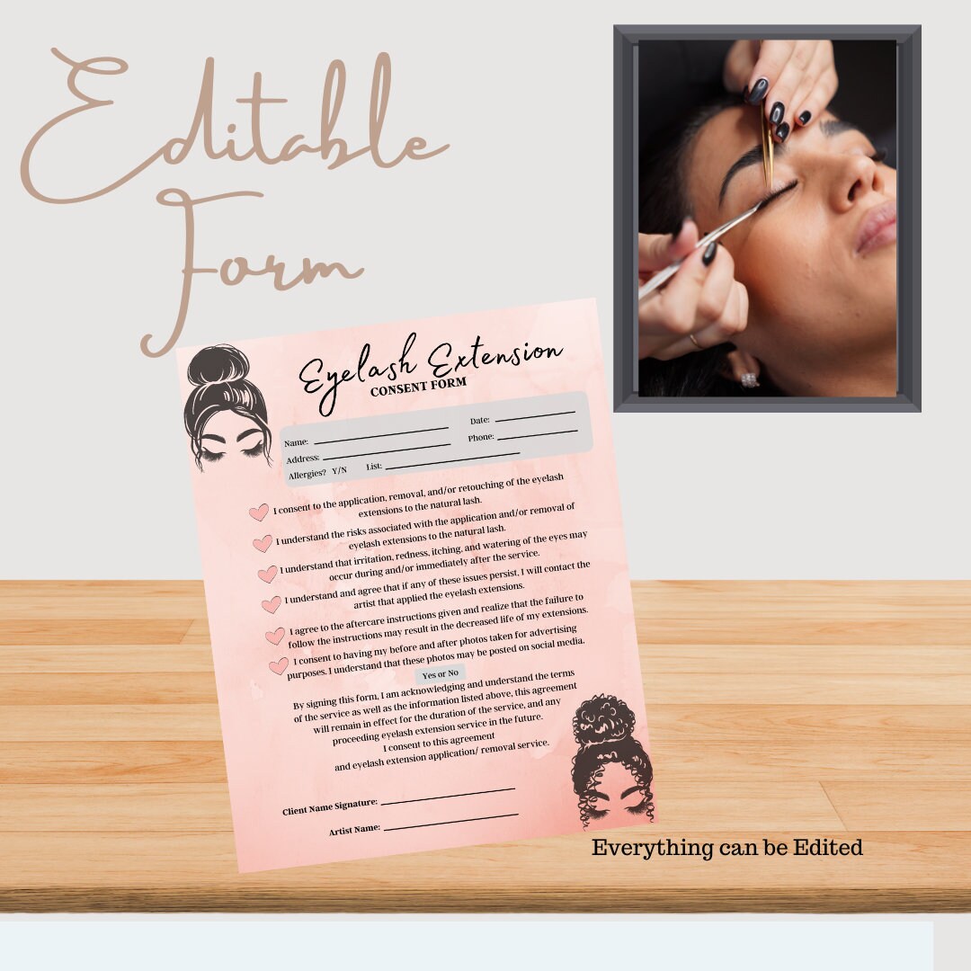 Editable-pink Buns Form for Eyelash Extension Business-edit File ...