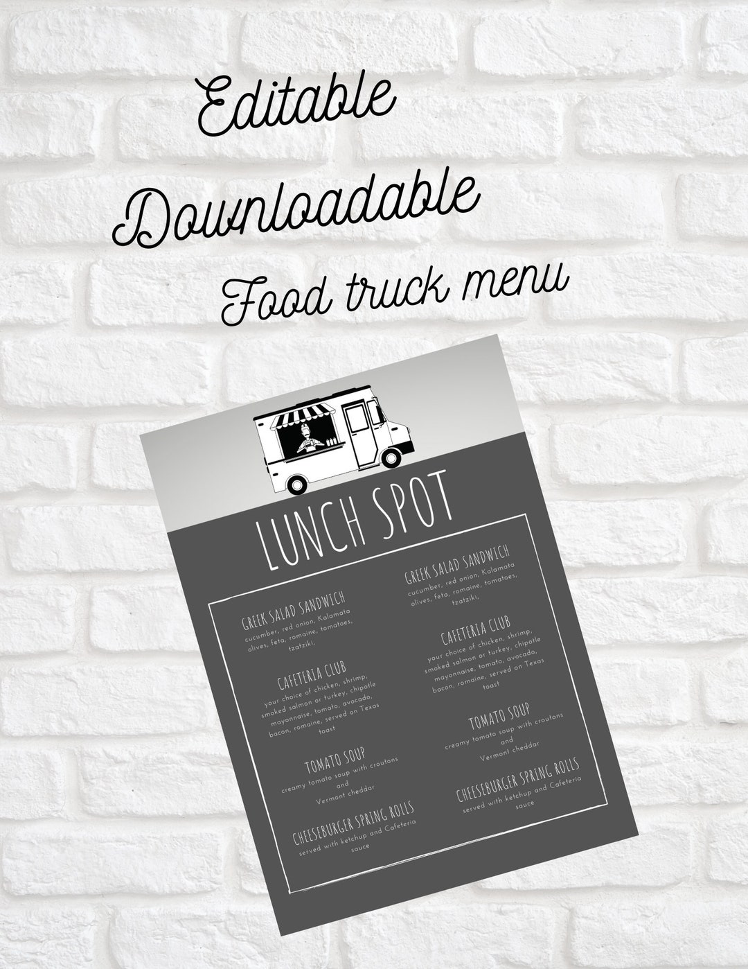 Digital Food Truck Menus Editable/downloadable-restaurant -business ...