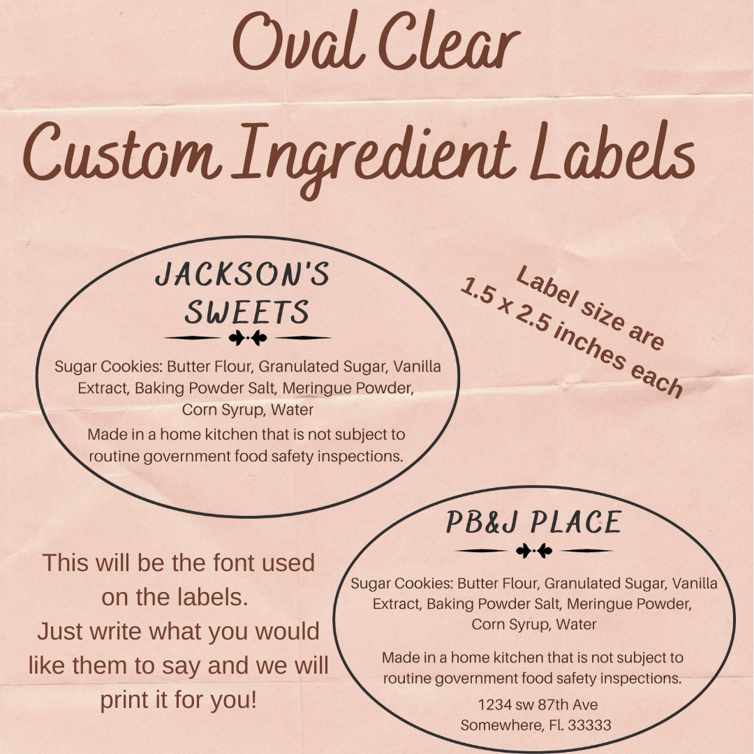 Clear Oval Labels (36)- Food Labels-custom Ingredients Labels-labels ...