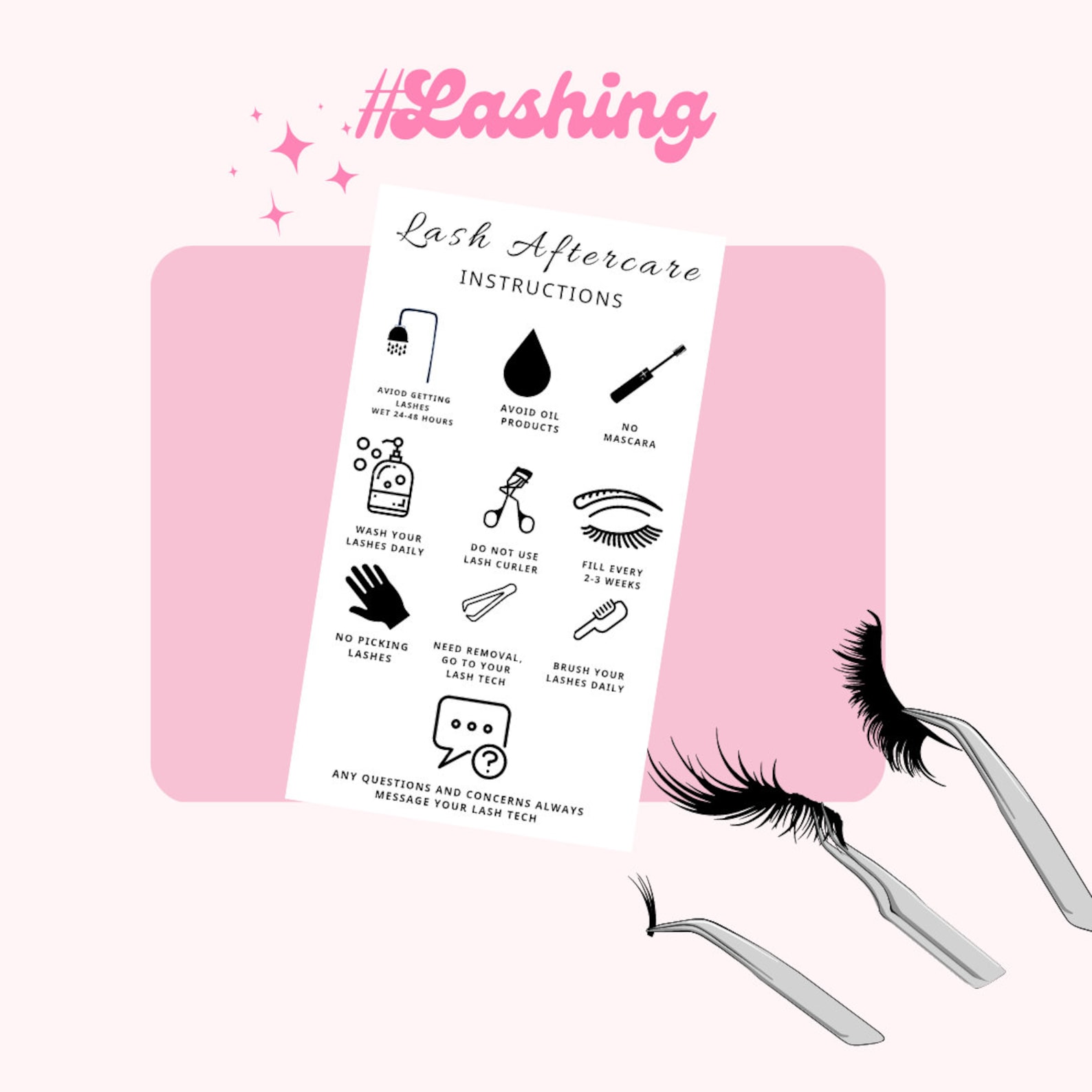 Digital Lash Aftercare Instructions for Homemade Businesses- Digital ...