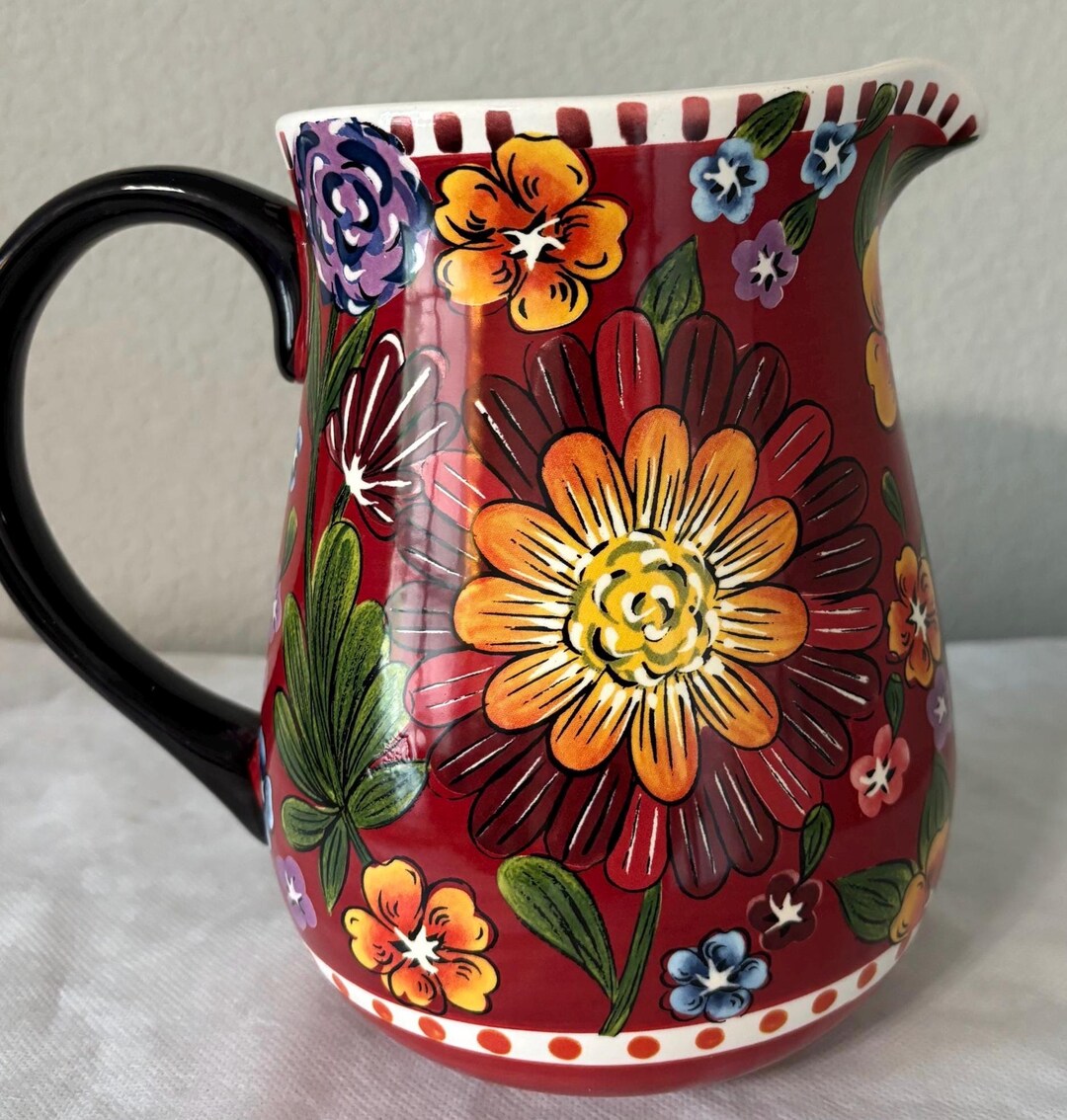 Dolly Parton 8 Inch Ceramic Water Pitcher Red Floral - Etsy