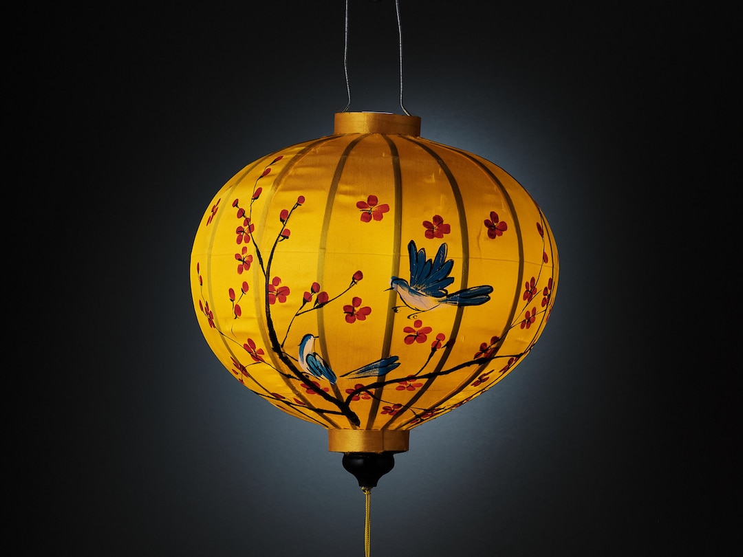 Silk Lantern Painted Yellow - Etsy