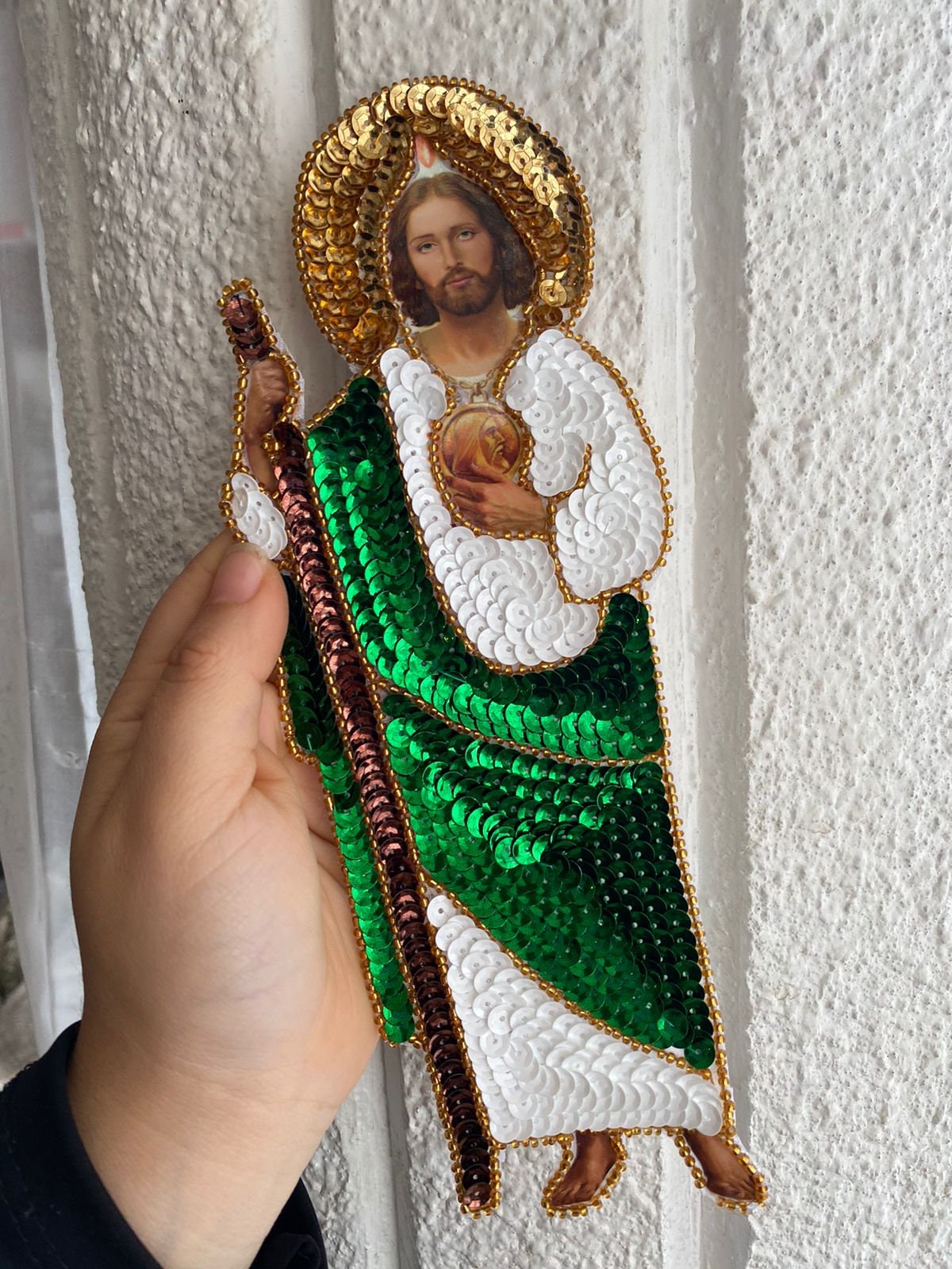 San Judas Tadeo Sequin Patch, Mexican Sequin Application San Judas ...