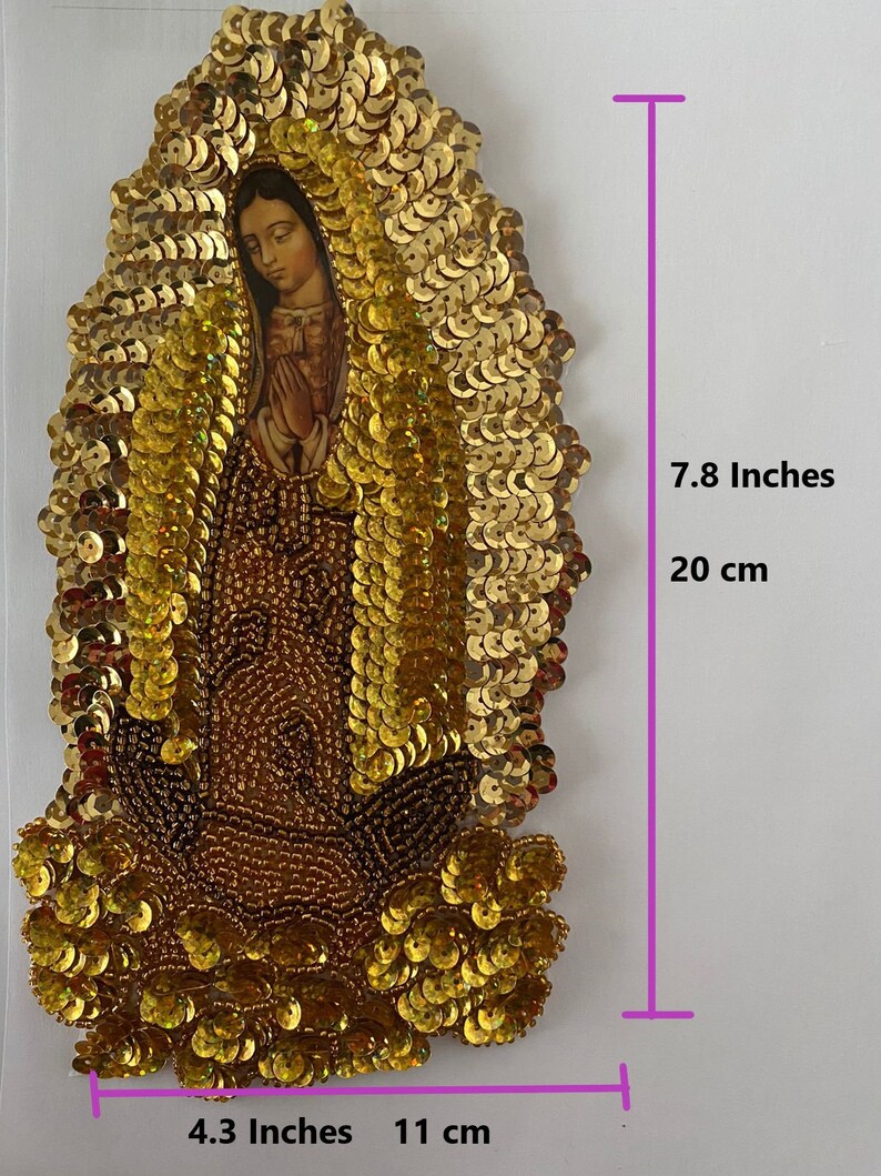 Virgin of Guadalupe Sequins, Virgin Mary Application, Mexican Sequin Patch - Etsy