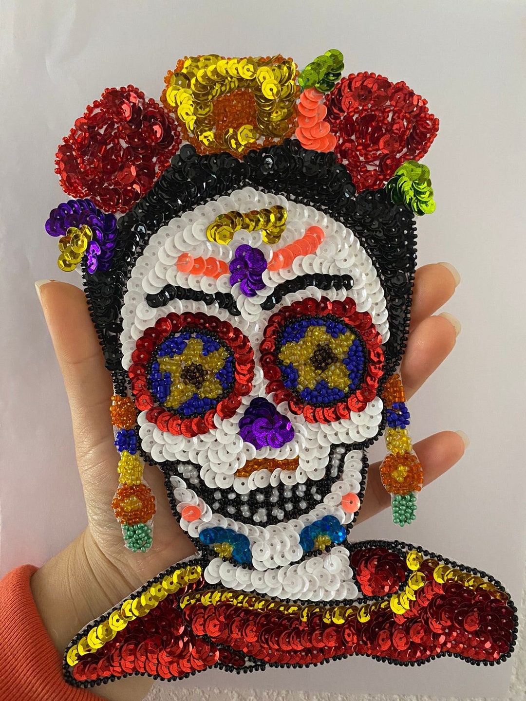Catrina Mexicana Sequin Patch, Mexican Catrina Day of the Dead Applique ...