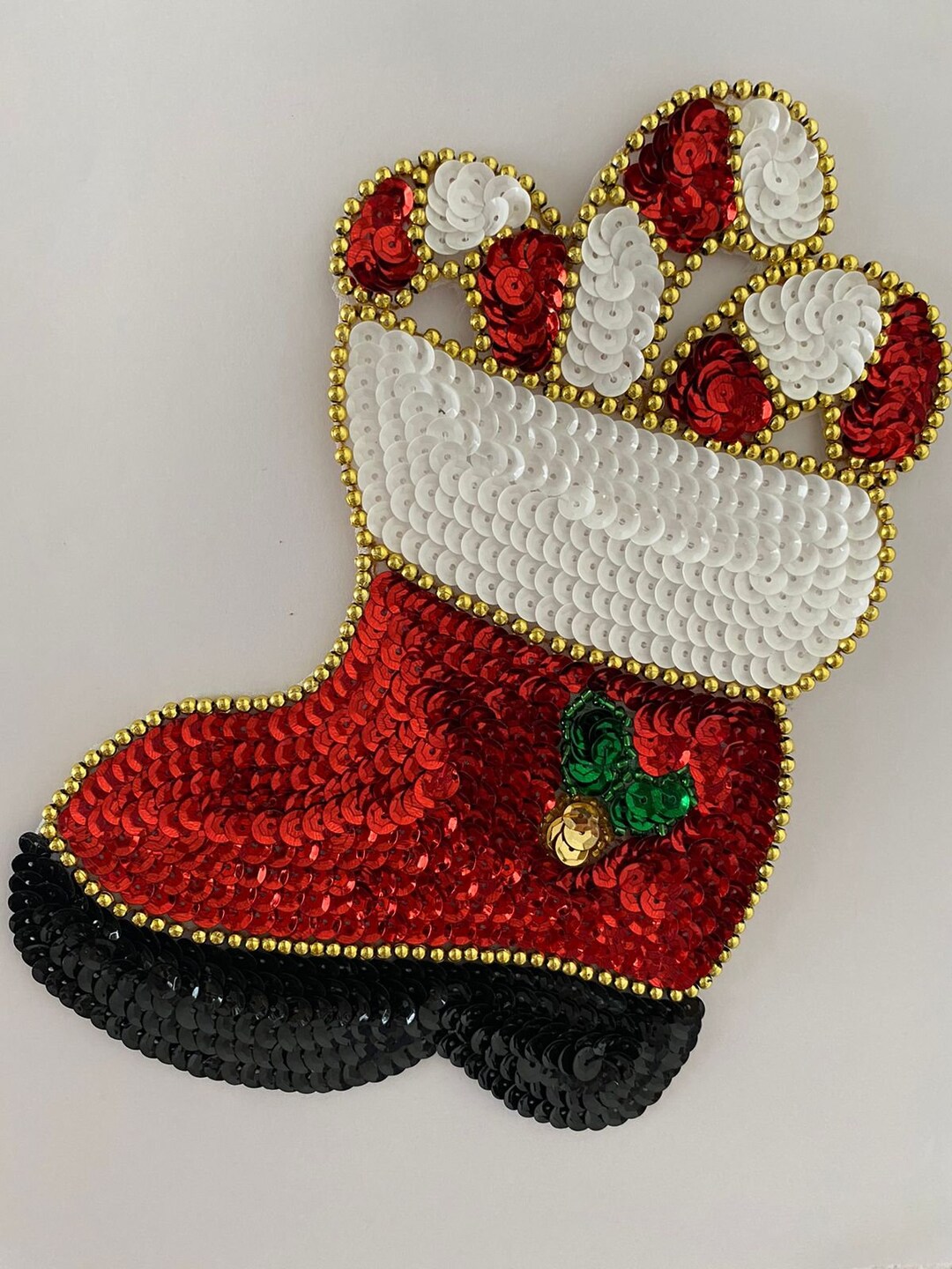 Christmas Boot Sequin Patch, Christmas Boot Sequin Applique - Etsy