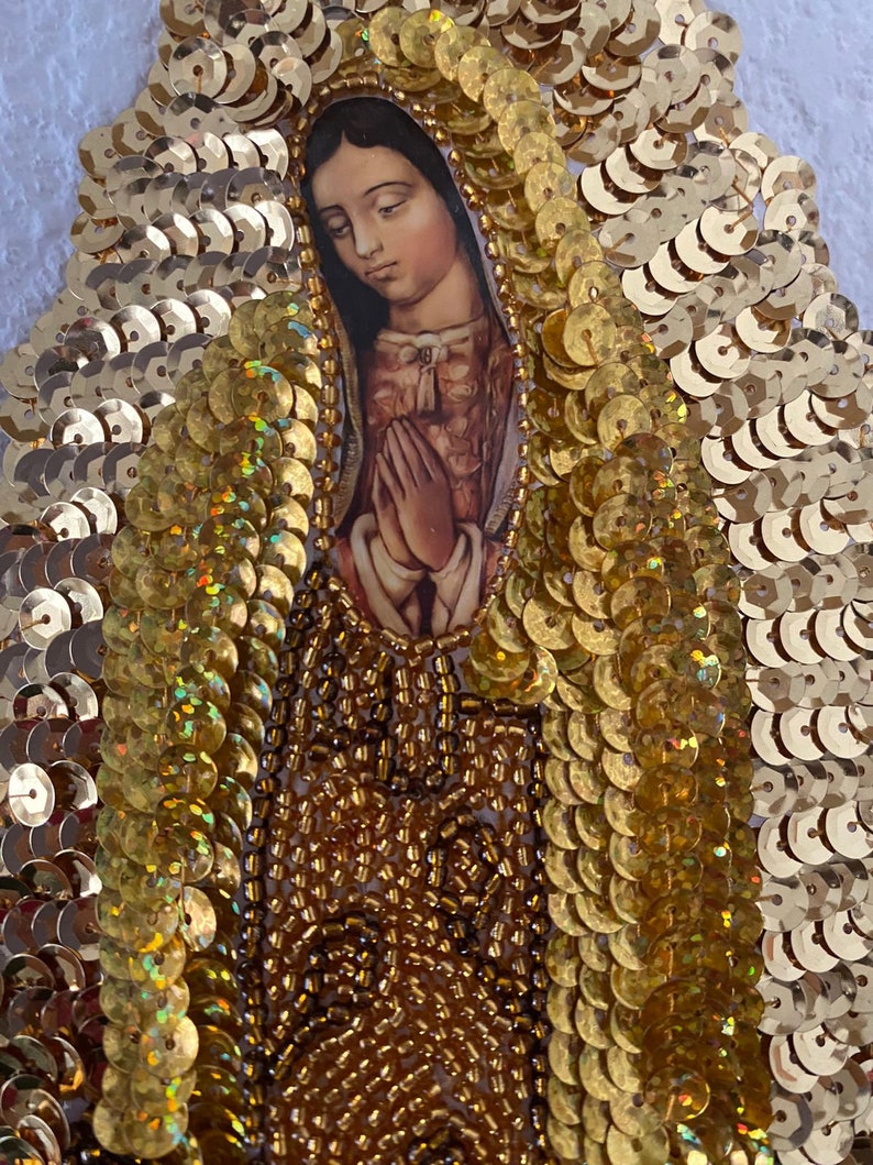 Virgin of Guadalupe Sequins, Virgin Mary Application, Mexican Sequin Patch - Etsy