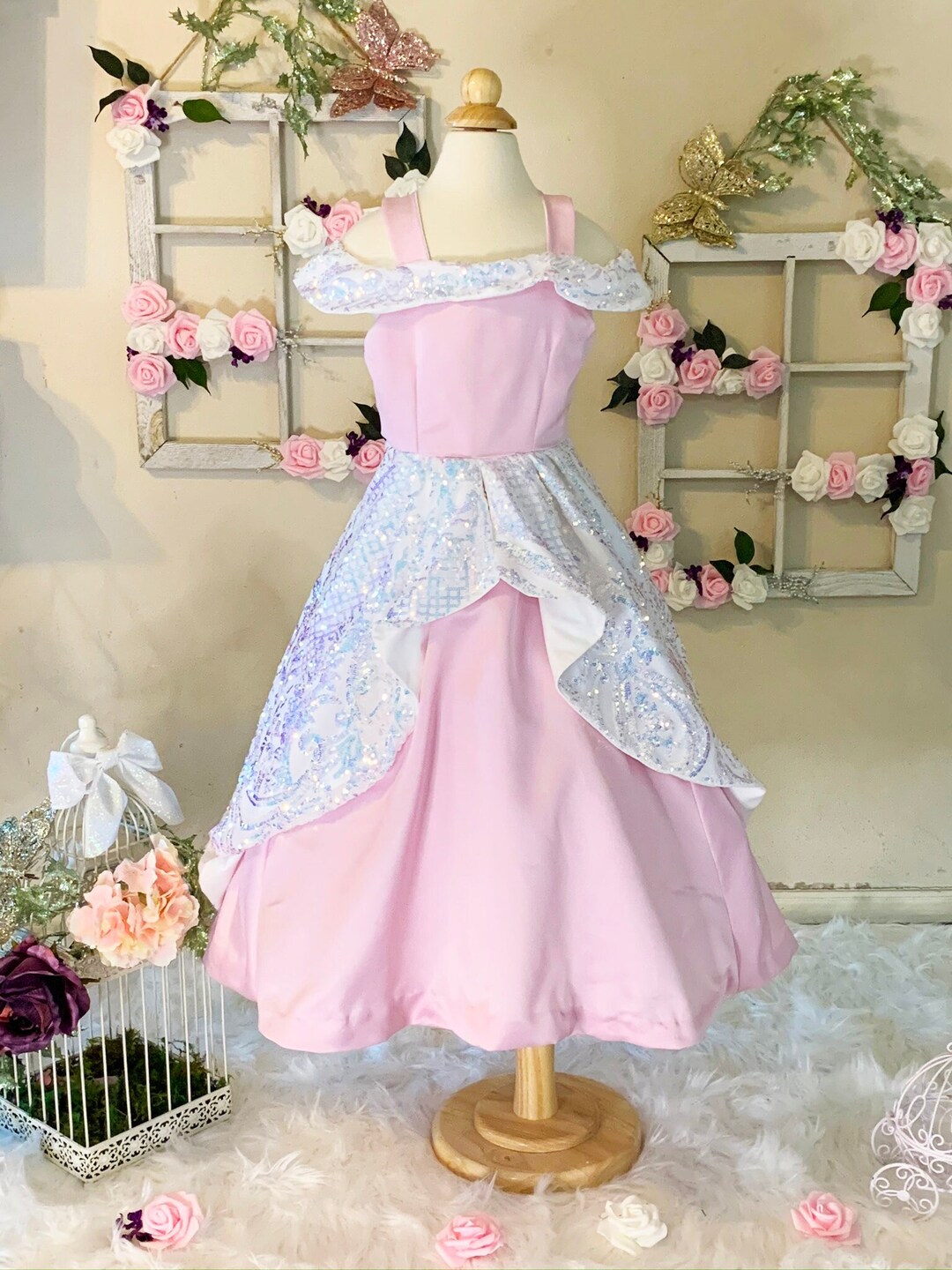 Light Pink Sequin Dress, Iridescent Lattice Overlay - Etsy