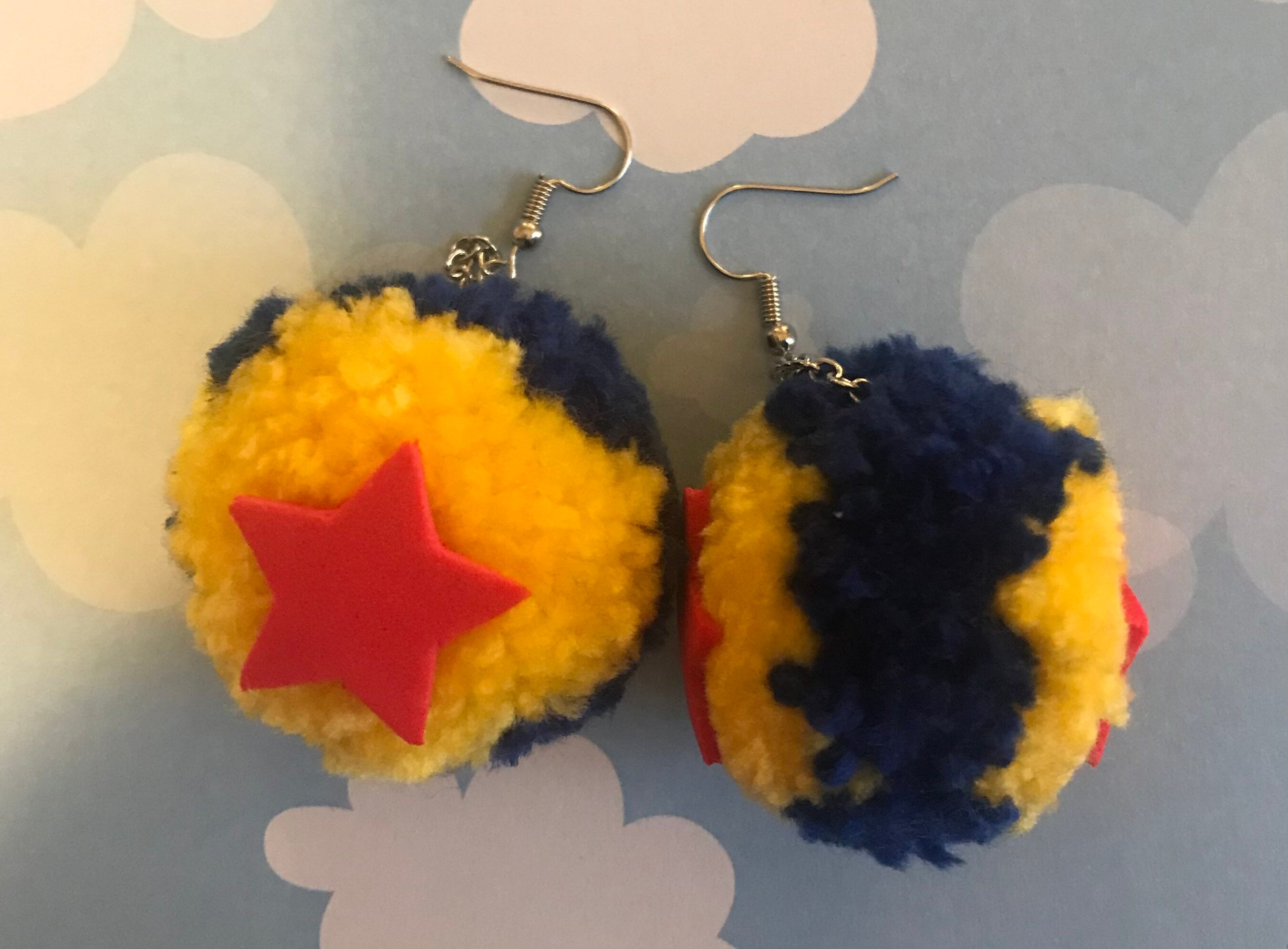 Disney Pixar Ball Inspired Pom Pom Earrings, Pixar Ball Earrings ...