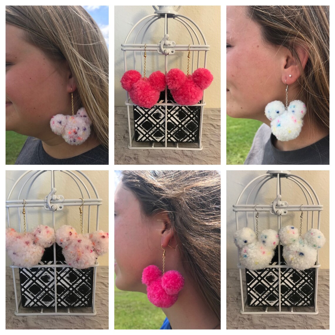 Disney Pom Pom Earrings Mickey Mouse Inspired Pom Pom | Etsy