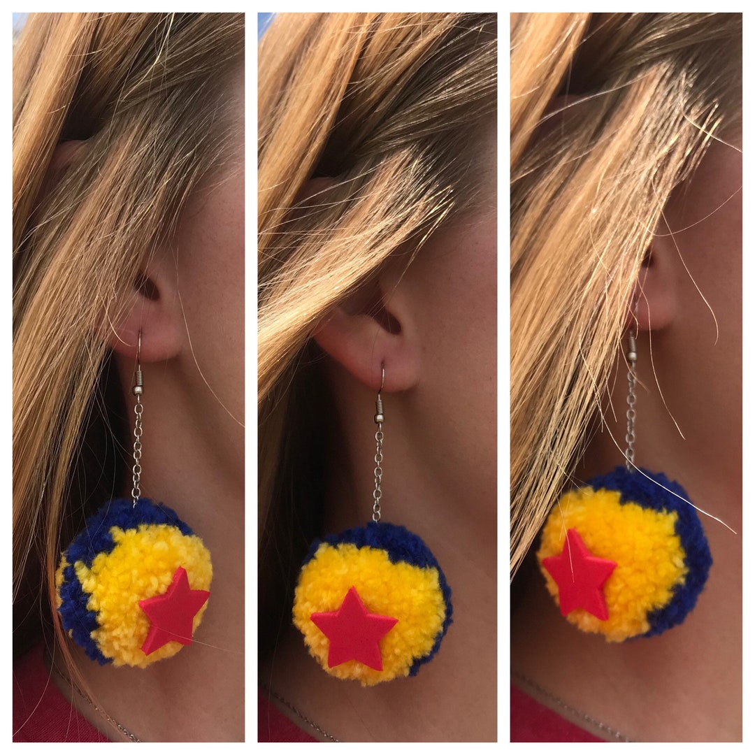 Disney Pixar Ball Inspired Pom Pom Earrings, Pixar Ball Earrings ...