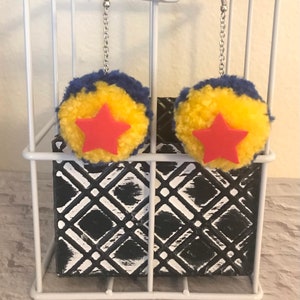 Disney Pixar Ball Inspired Pom Pom Earrings, Pixar Ball Earrings ...