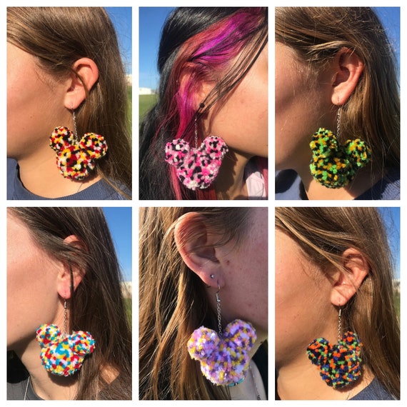 Mickey pom pom earrings store