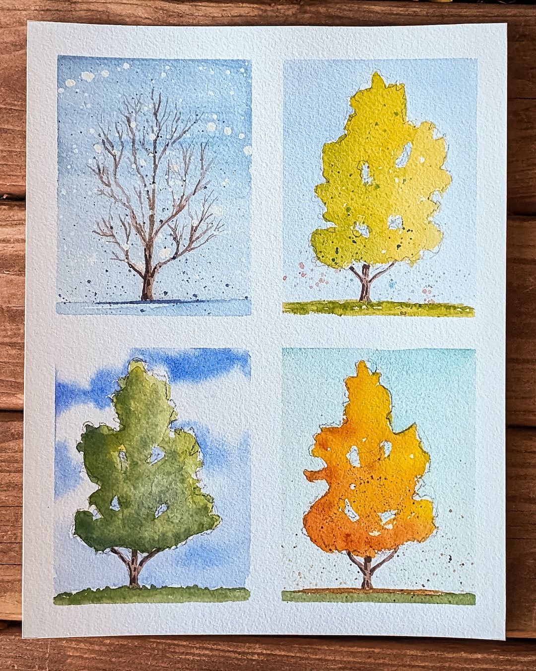 Four Seasons Watercolor (original) - Etsy