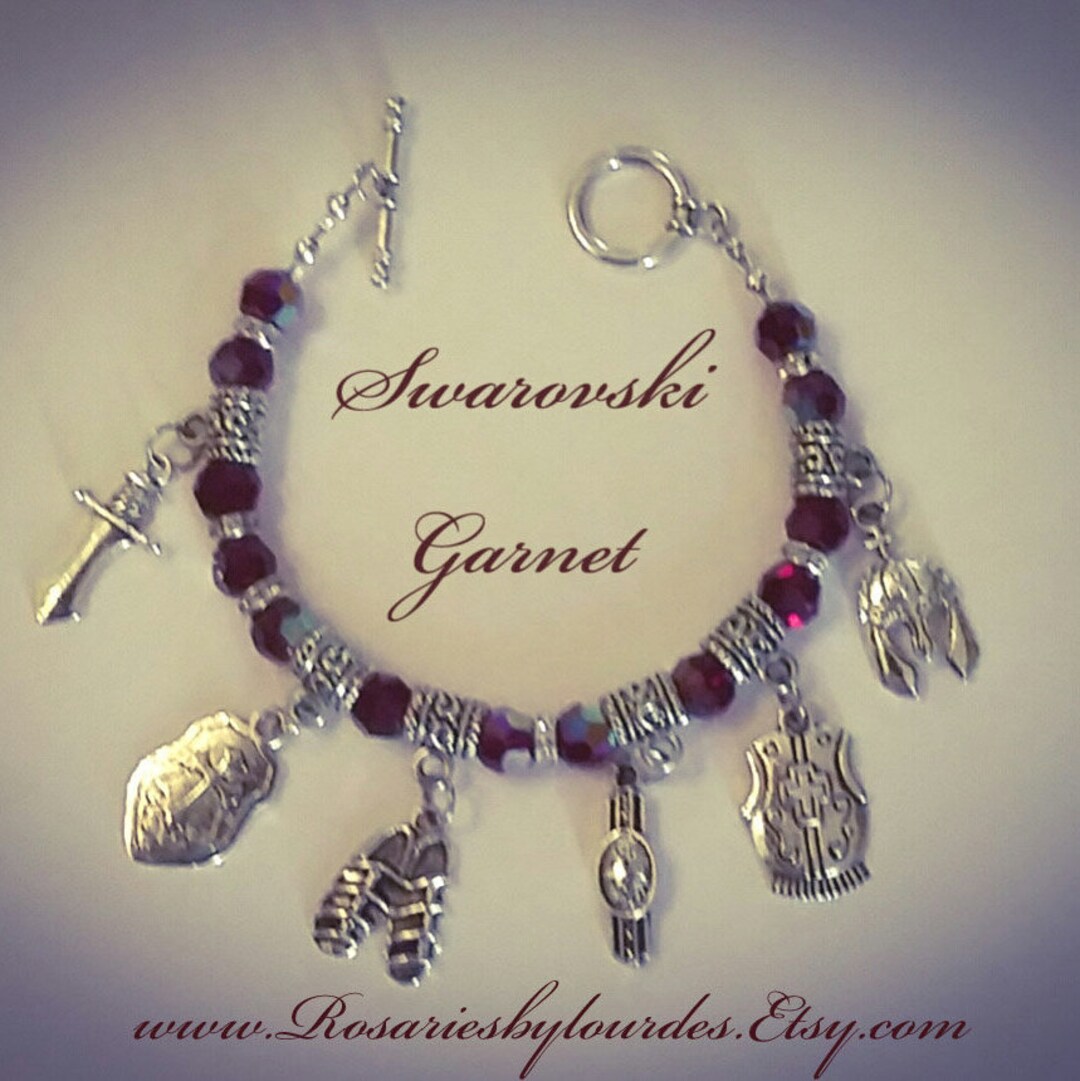 Armor of God Bracelet With Garnet Swarovski Crystals - Etsy