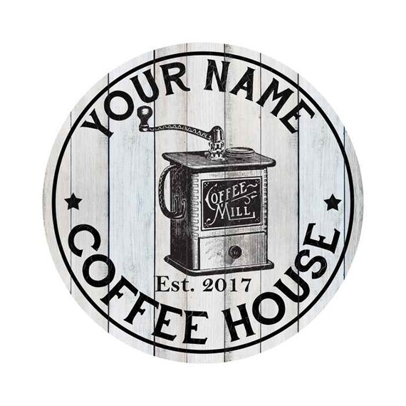Your Name Personalized Coffee House Farmhouse Rustic Style | Etsy