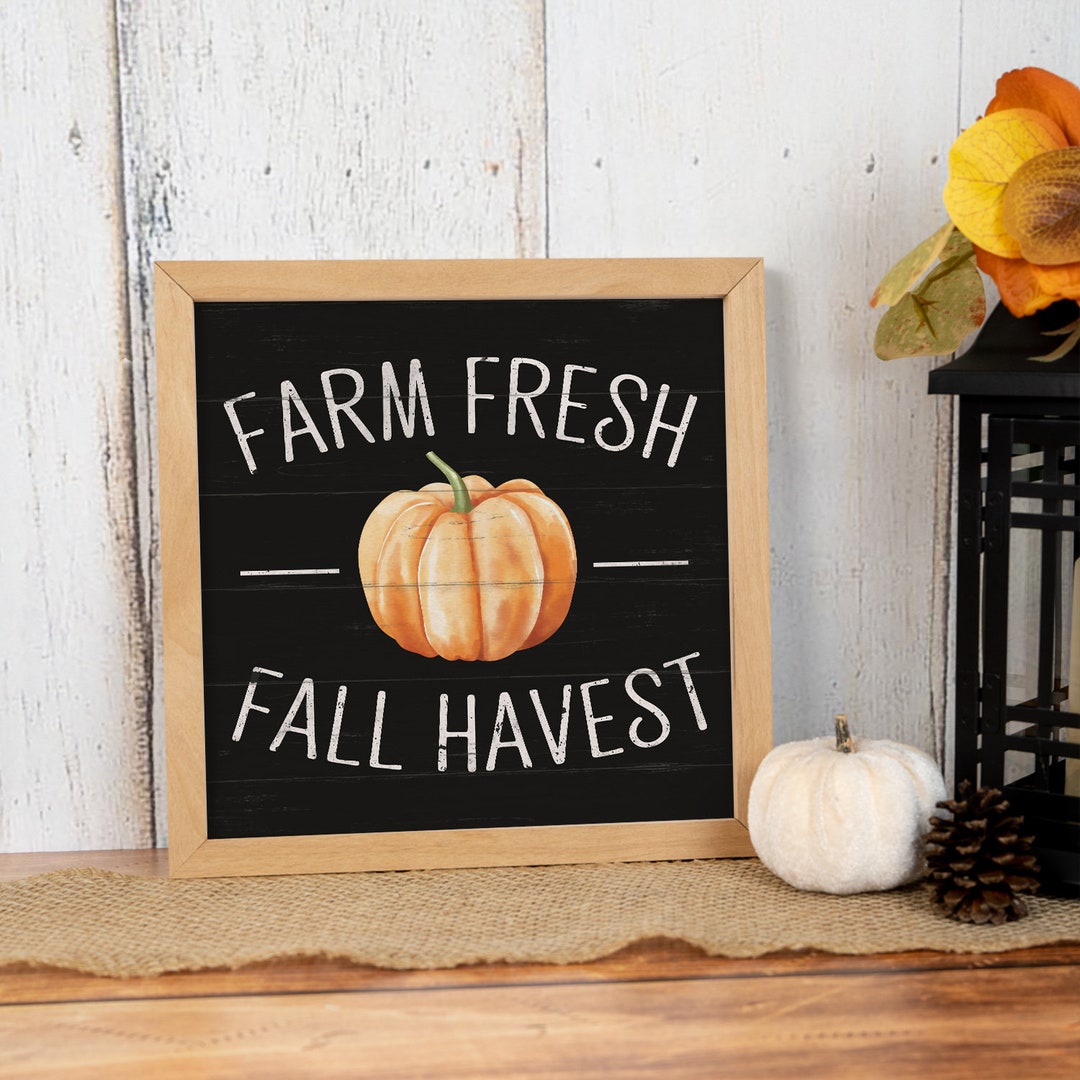 Farm Fresh Fall Harvest Sign Wood Framed Rustic Home Fall - Etsy