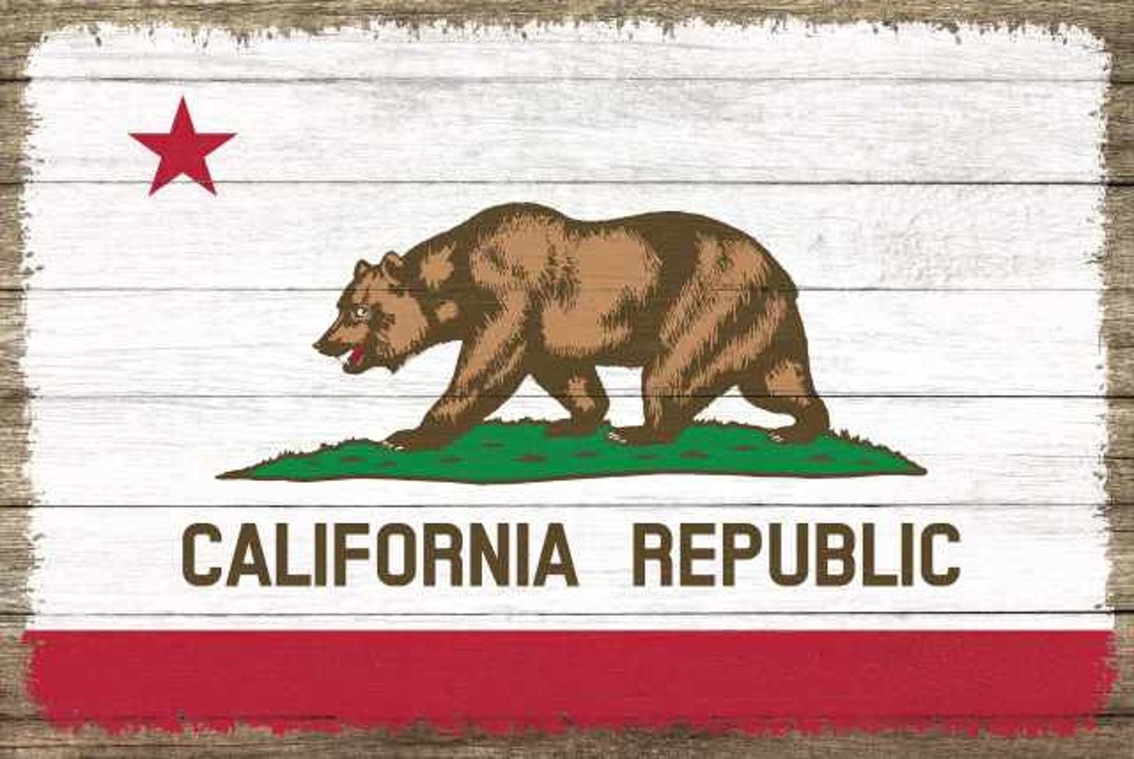 California State Flag Wood Sign Rustic Wall Décor Gift 12x18 - Etsy