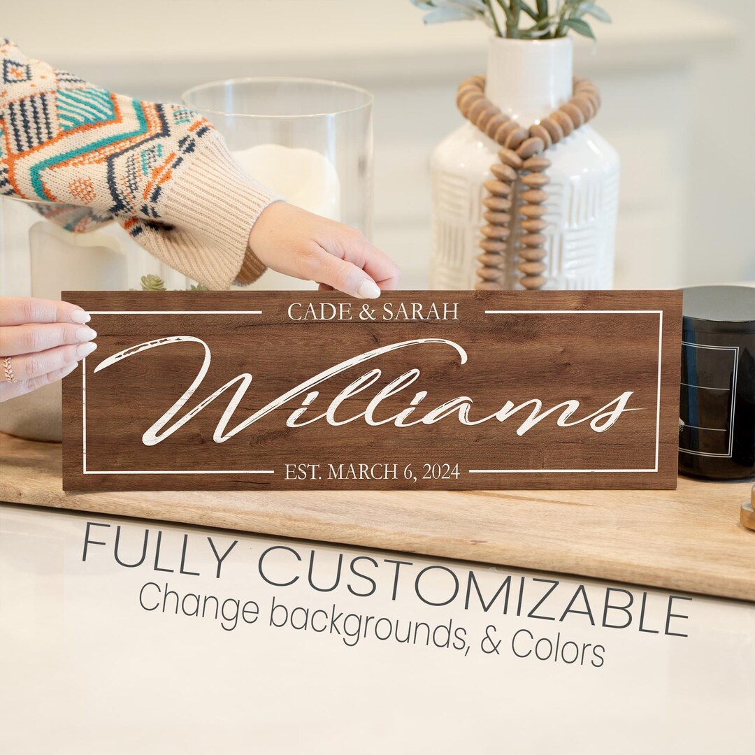 Personalized Last Name Sign, Custom Wood Sign With Last Name and Date ...