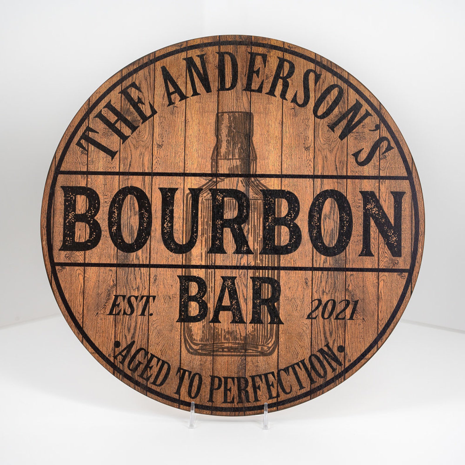Personalized Bourbon Bar Sign 14 Round Wood Sign Home | Etsy