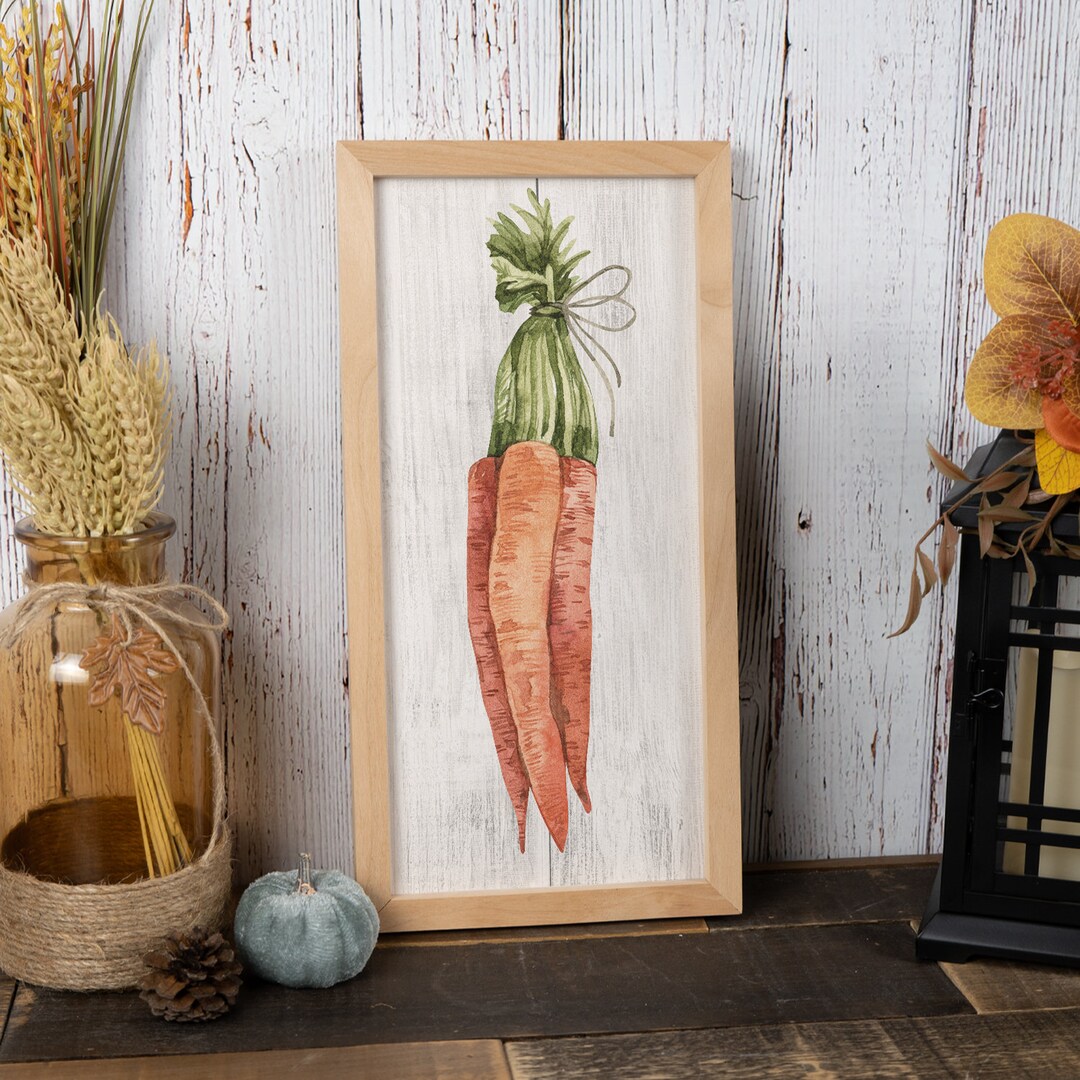 Carrot Garden Sign Shabby Chic Wood Framed Rustic Home Fall - Etsy