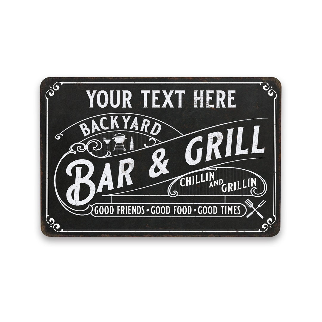 Backyard Bar & Grill Sign Custom Backyard Bar Sign Bar and - Etsy