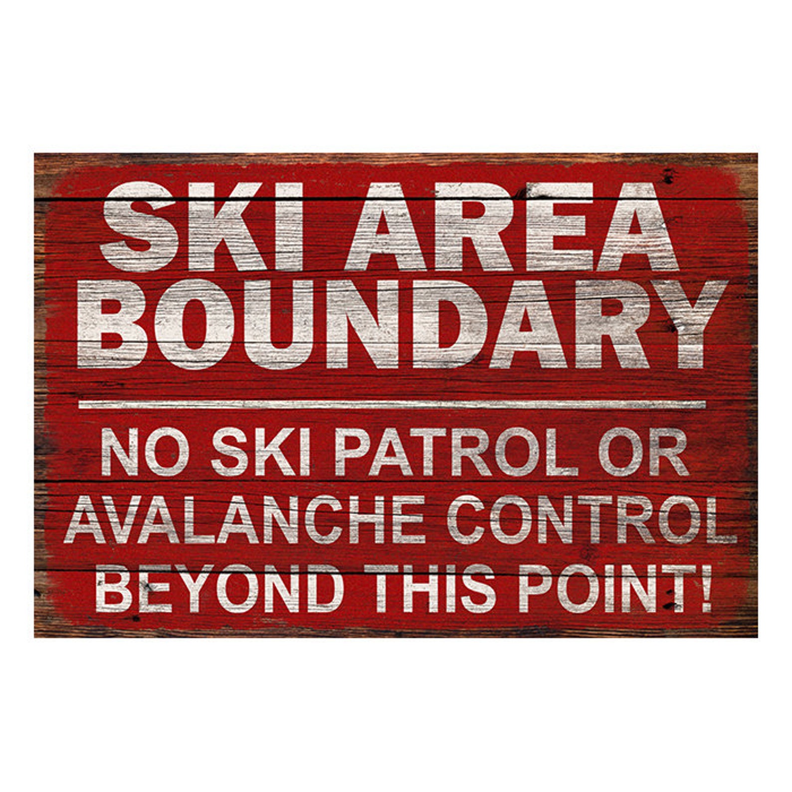 Ski Boundary Area Sign Vintage Skiing Warning Signs Decor Wall - Etsy
