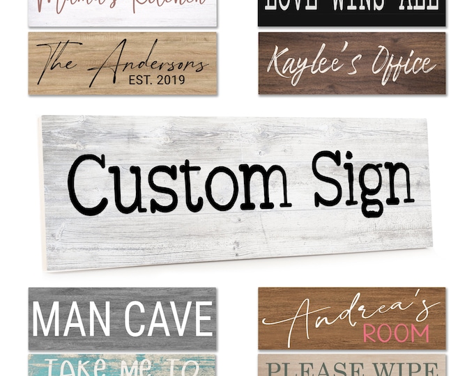 Custom Wood Sign, Personalized Words or Text Wooden Wall Decor, Rustic ...