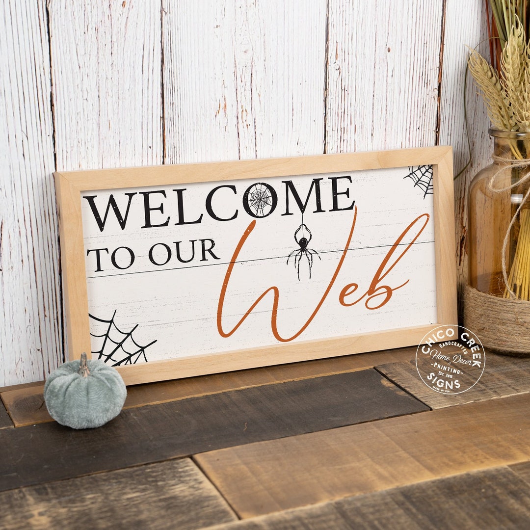 Welcome to Our Web Wood Sign Black Halloween Decor Halloween - Etsy