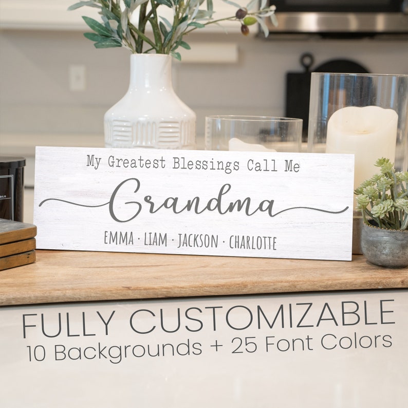 Personalized Grandma Wood Sign, Custom Grandchildren Names, Mother's ...