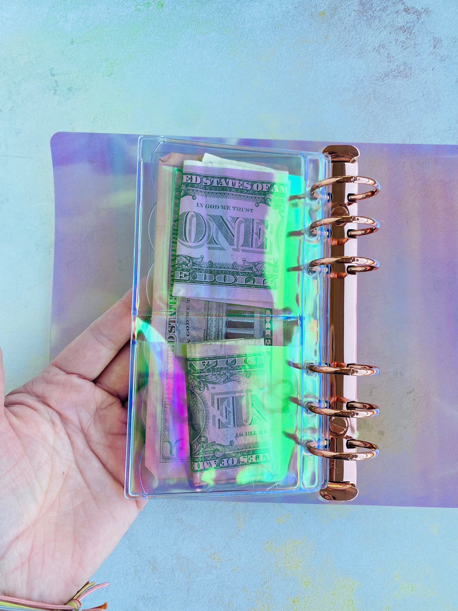 Handmade Holographic Jelly Binder With Cash Envelope. Personal Size ...