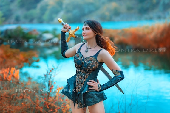 Fantasy Warrior Female Sexy Warrior Costume Larp Medieval Etsy