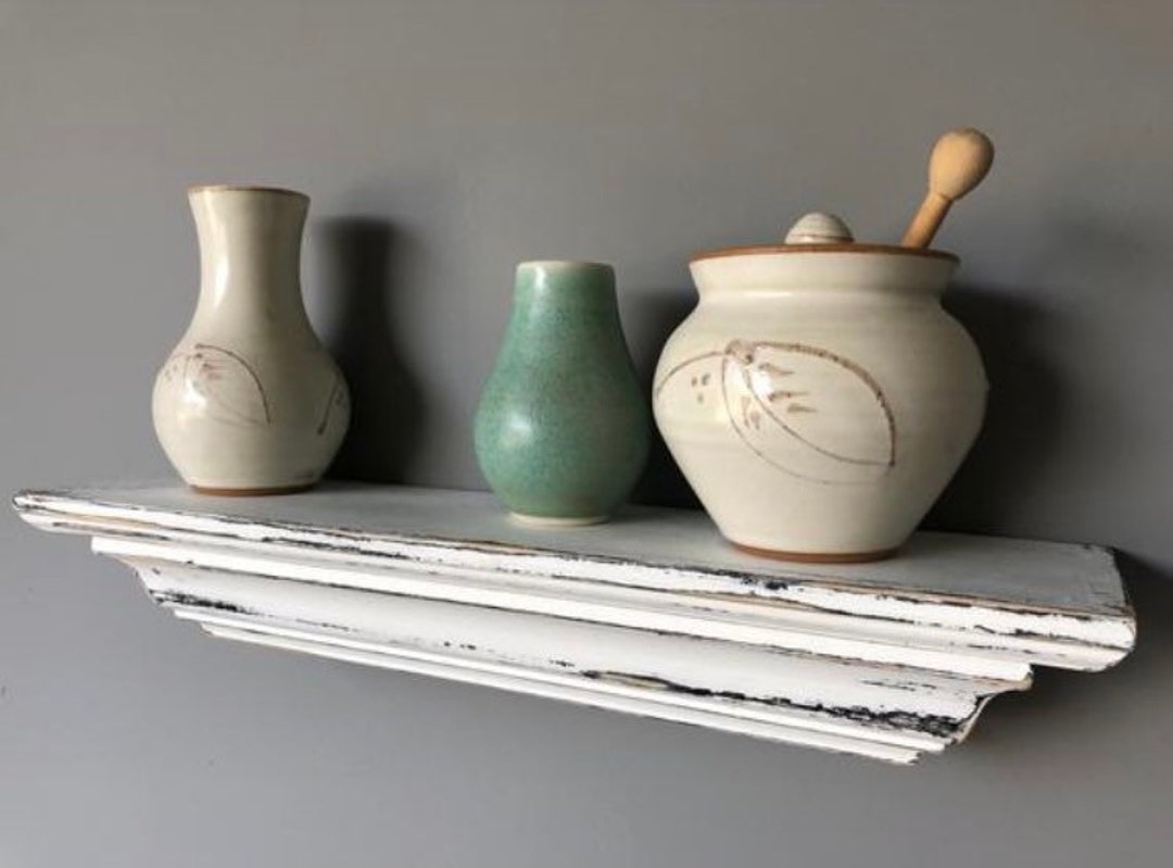 French Country Shelf / Distressed Floating Shelf / Crown Molding Shelf ...