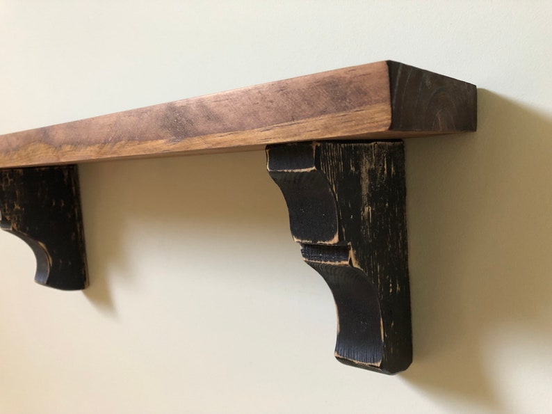 Rustic Corbel Shelf / Shelf With Brackets / Farmhouse Shelf - Etsy