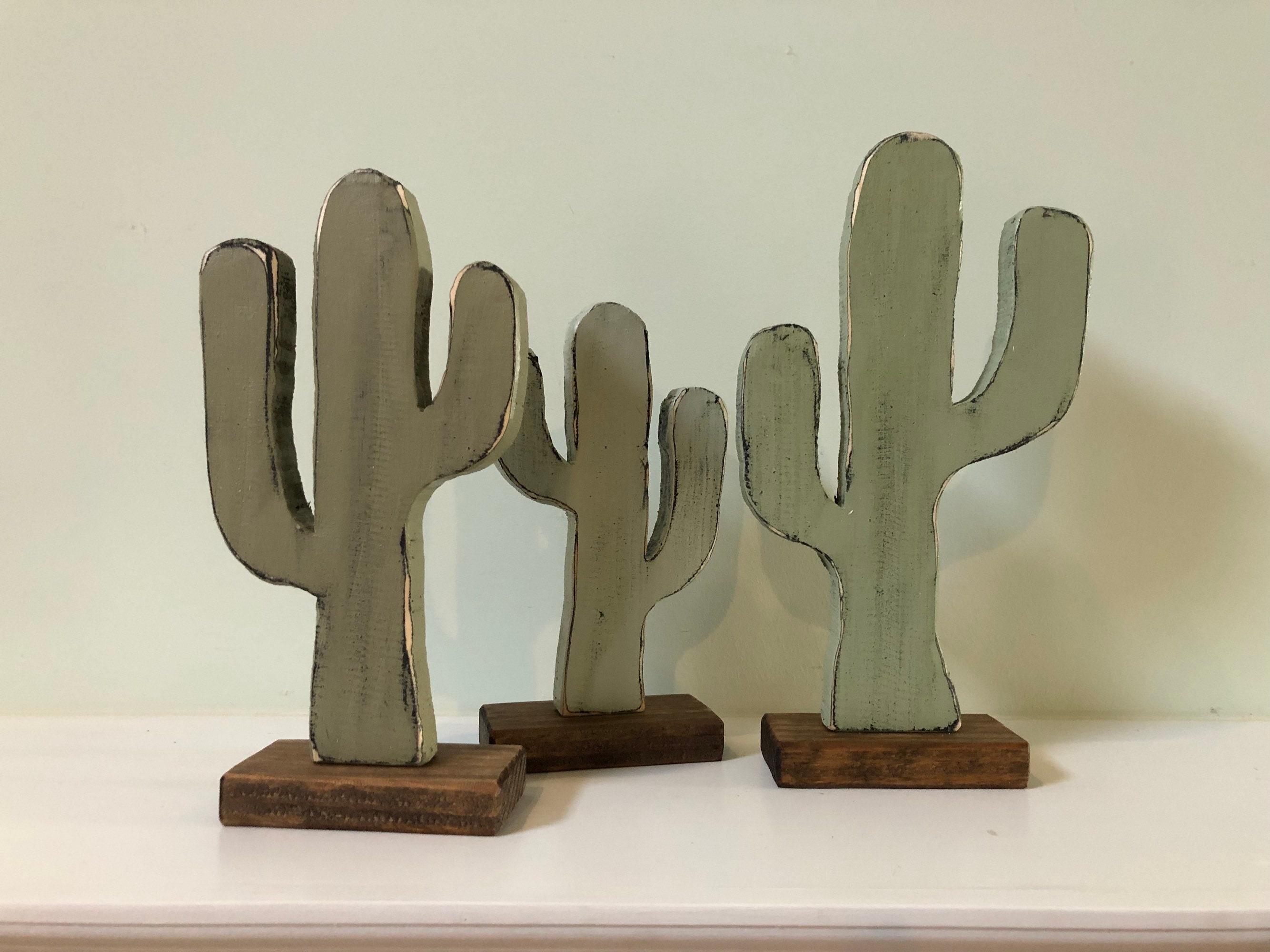 3 Piece Cactus Set / Cactus Decor / Cactus Shelf Sitters / | Etsy