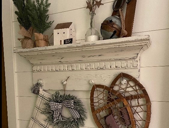 French Country Shelf With Knobs / Distressed Shelf With Knobs / Kitchen ...