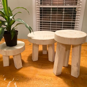 Plant Stand Set / Plant Stools / Milking Stool Set / Primitive Stool ...