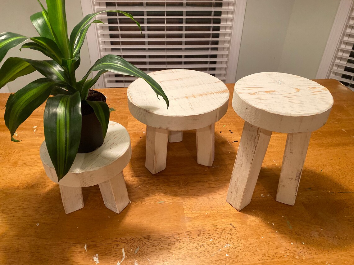 Plant Stand Set / Plant Stools / Milking Stool Set / Primitive Stool ...