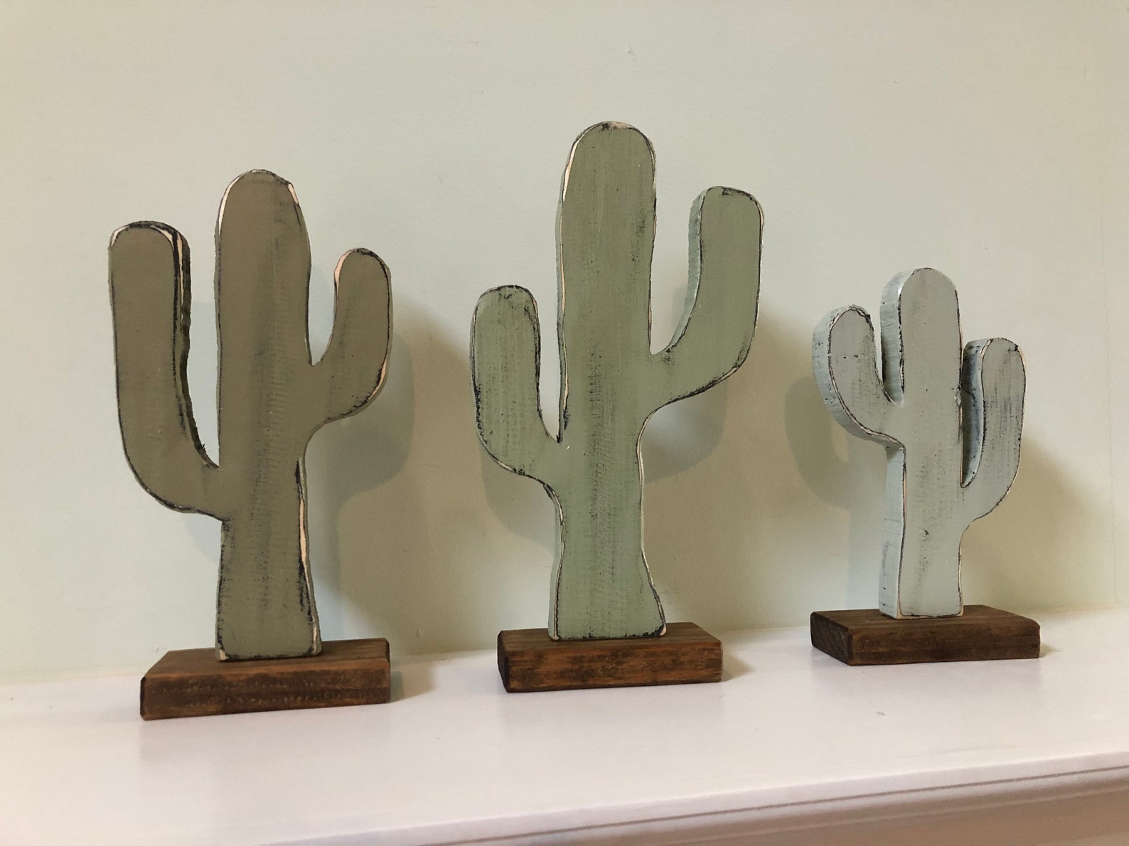 3 Piece Cactus Set / Cactus Decor / Cactus Shelf Sitters / | Etsy