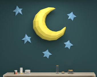 Astronaut & Moon 3D Papercraft: DIY Low Poly Paper Sculpture (PDF ...