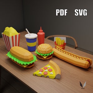 Junk Food Pack 3D Papercraft DIY Paper Sculpture Paper Model Pattern Do ...