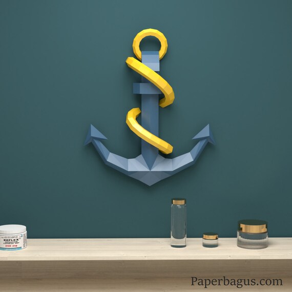 Anchor 3D Papercraft DIY Paper Sculpture Paper Model - Etsy