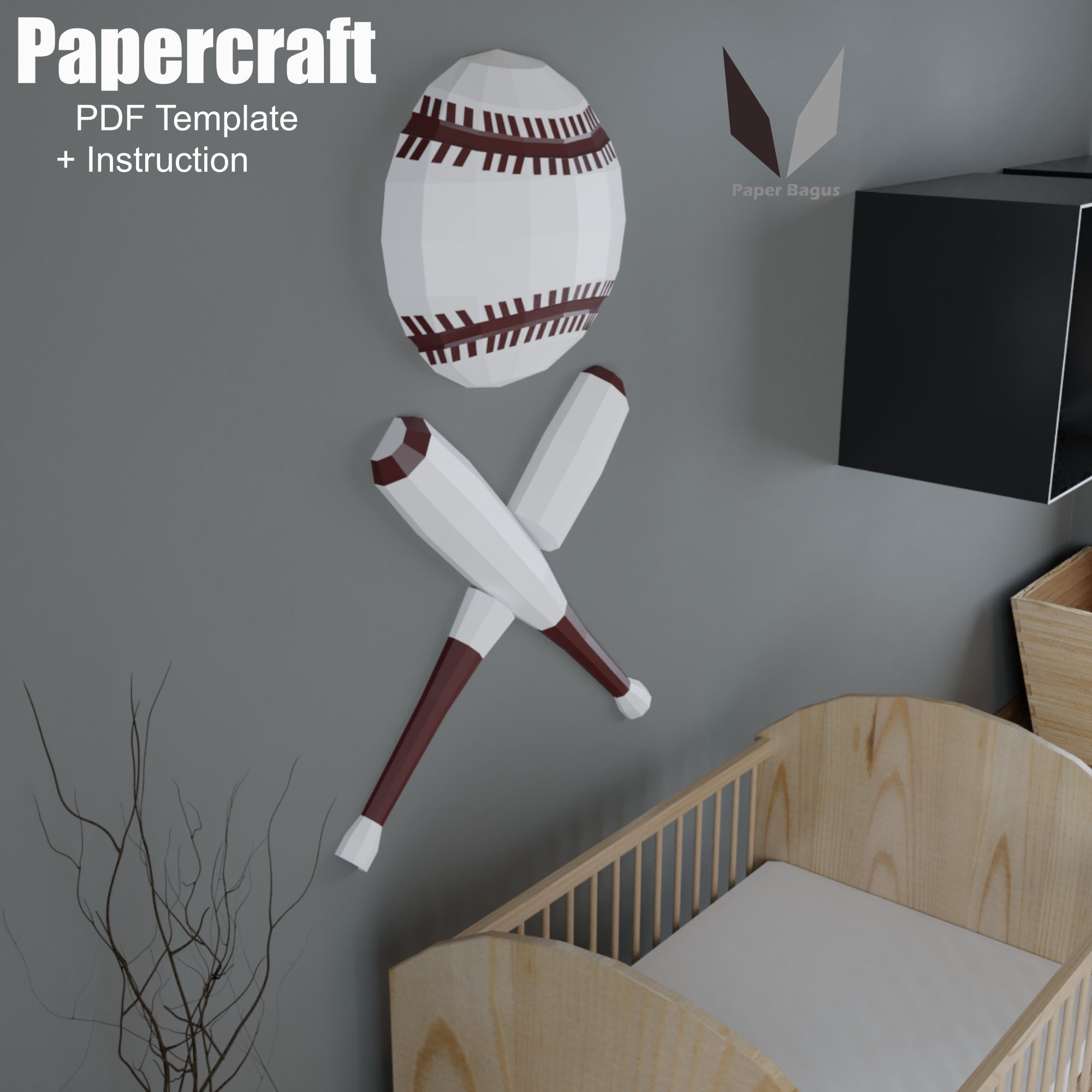 Baseball Wall 3D Papercraft DIY Paper Sculpture Paper - Etsy