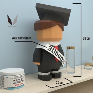 Graduation Boy Papercraft: DIY Low Poly Paper Sculpture (PDF Pattern ...