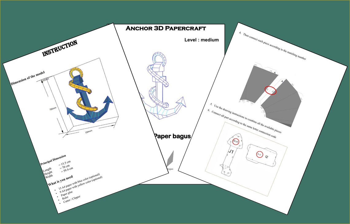 Anchor 3D Papercraft DIY Paper Sculpture Paper Model - Etsy