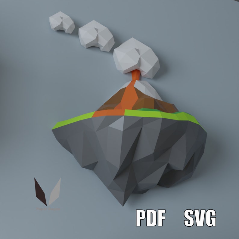 Volcano Mountain 3D Papercraft DIY Paper Sculpture Paper - Etsy